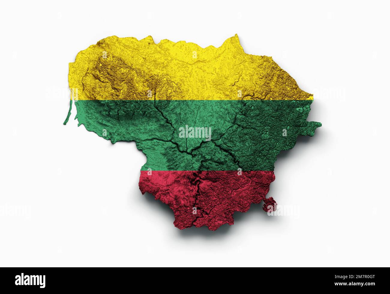A 3d illustration of the Lithuania topographic map on a white background Stock Photo - Alamy