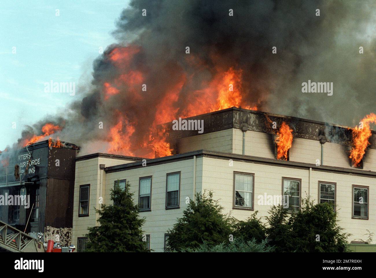 Fire is burning the CHIEF of Chaplains Building. Base: Bolling Air ...