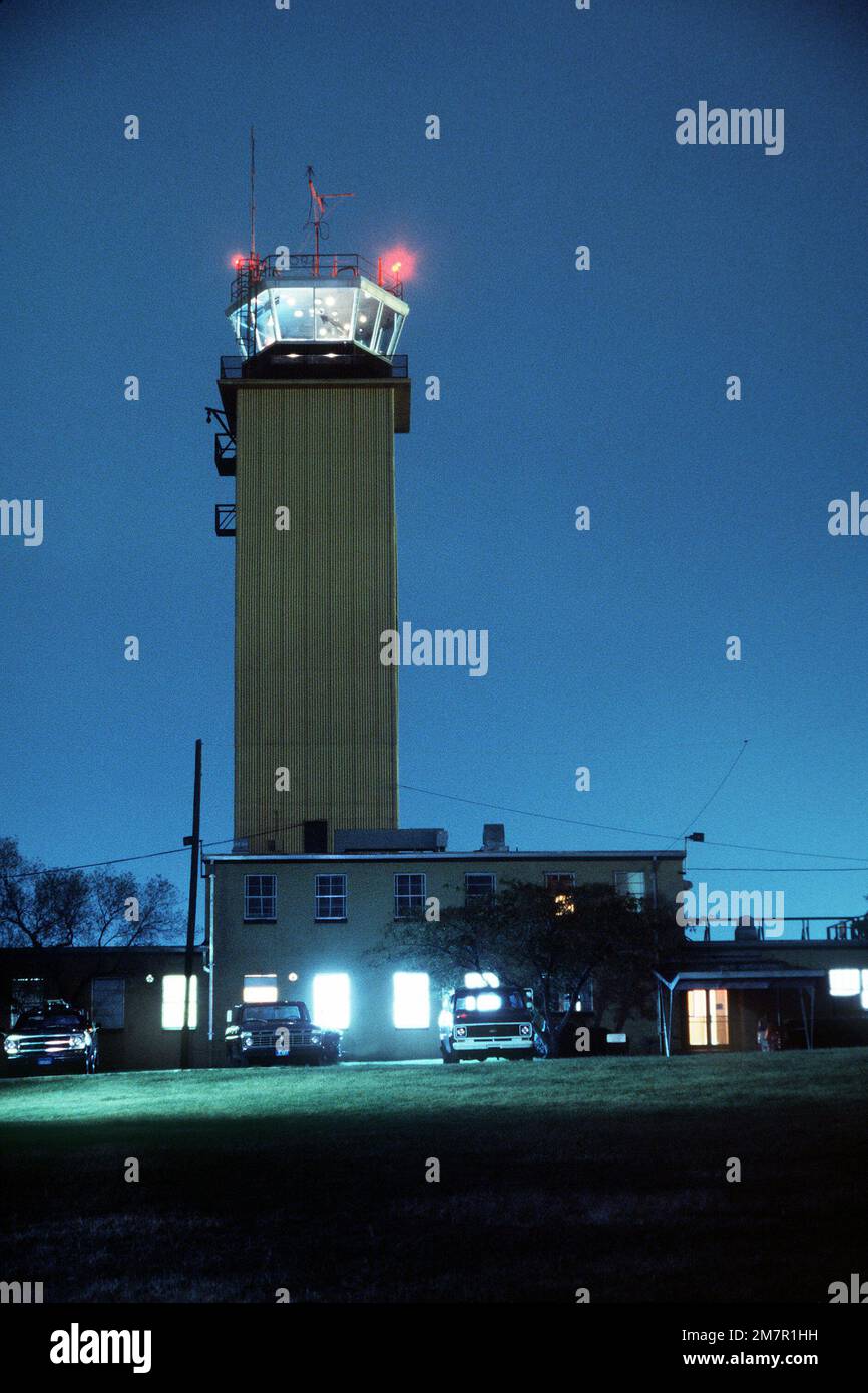 A night view of the base control tower. Base: Carswell Air Force Base ...