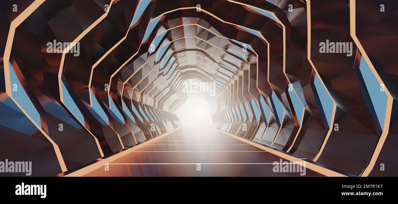 3d Rendering Illuminated corridor abstract Future Space tunnel Stock ...