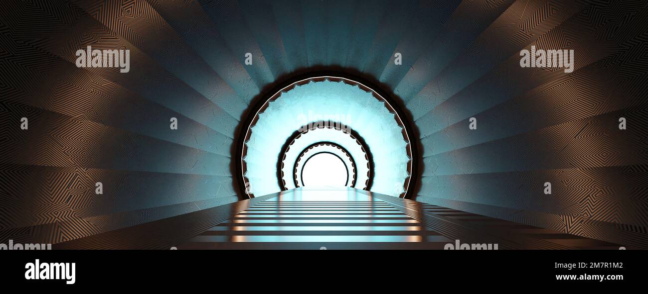Rendering 3d Illuminated corridor abstract Future Space tunnel Stock ...
