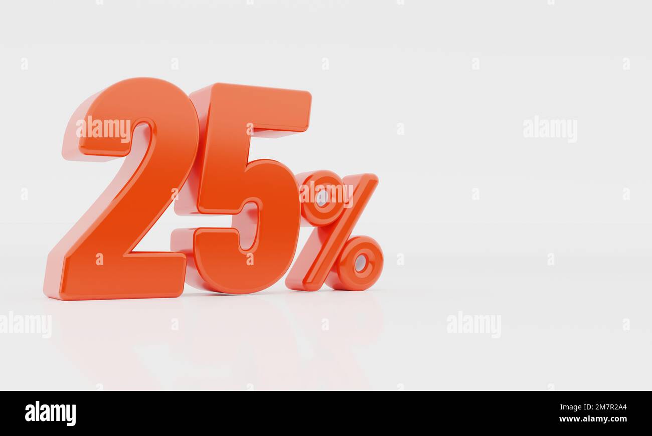 3d rendering 25% Design illustration. advertising banners, posters ...