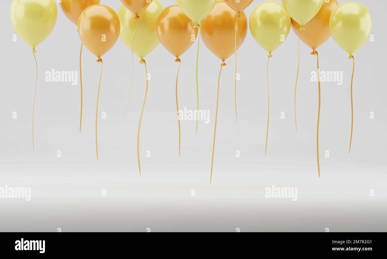 3d rendering realistic Balloons Floating levitation Through the Air ...