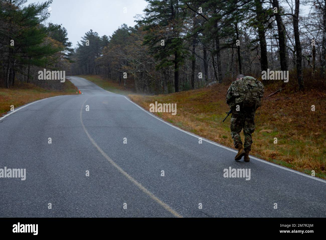 A U.S. Army National Guard soldier marches up a hill during a 12 mile ...