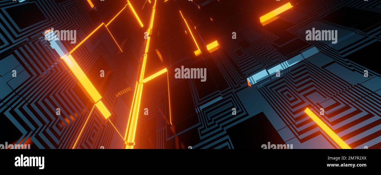 Sci-fi themes Neon Light hole Tunnel Stock Photo - Alamy
