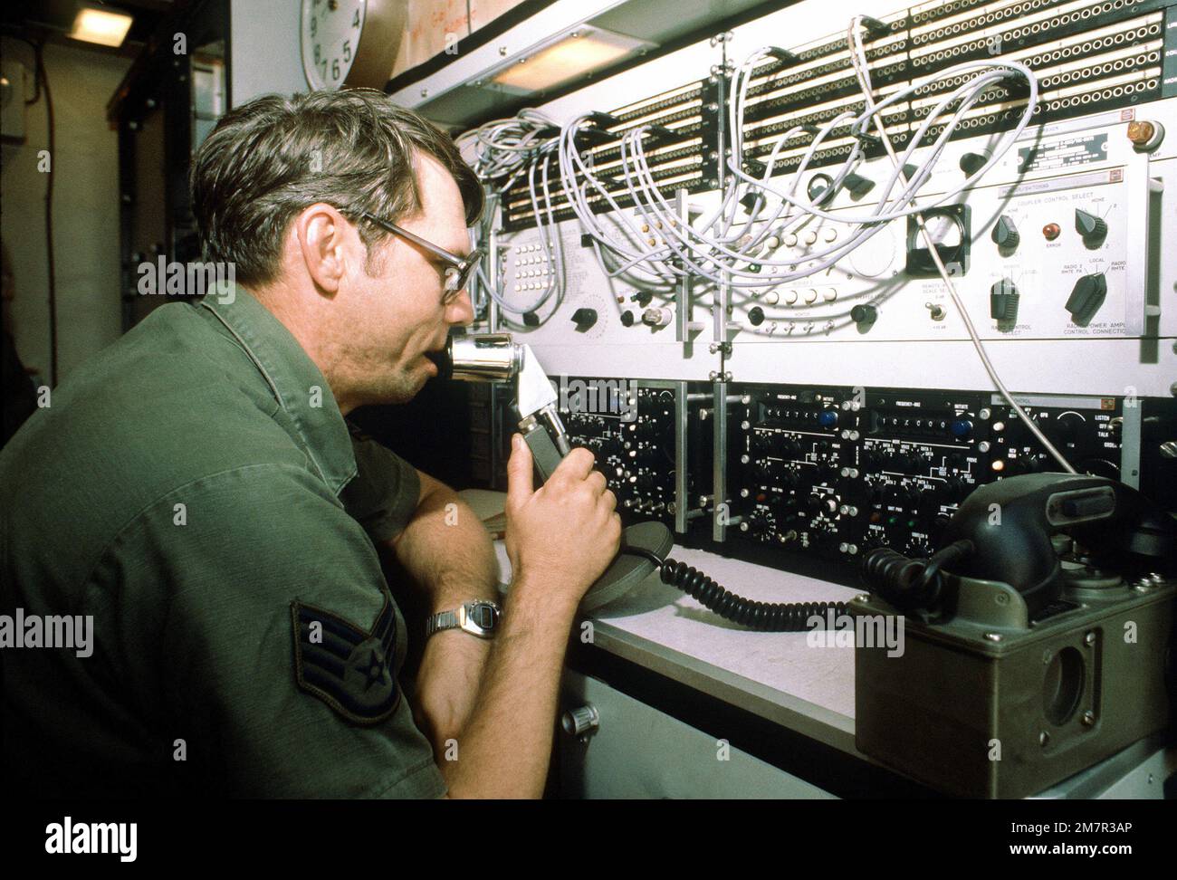 SSGT Carl E. Carter, 226th Combat Communications Squadron, changes the ...