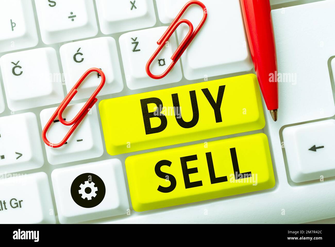 Conceptual caption Buy Sell. Conceptual photo The buying and selling of ...