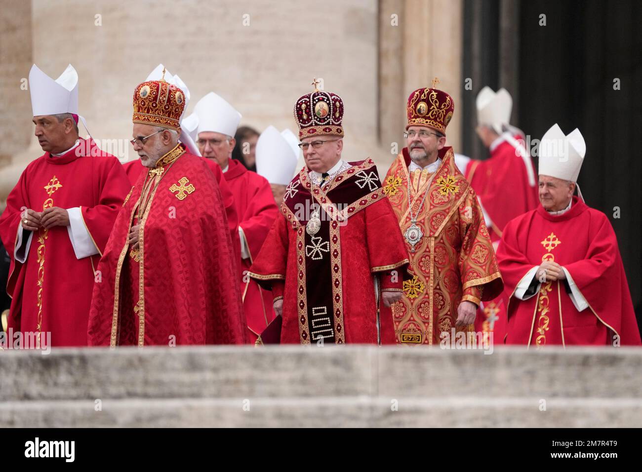 Cardinals arrive in procession ahead of the funeral mass for late Pope ...
