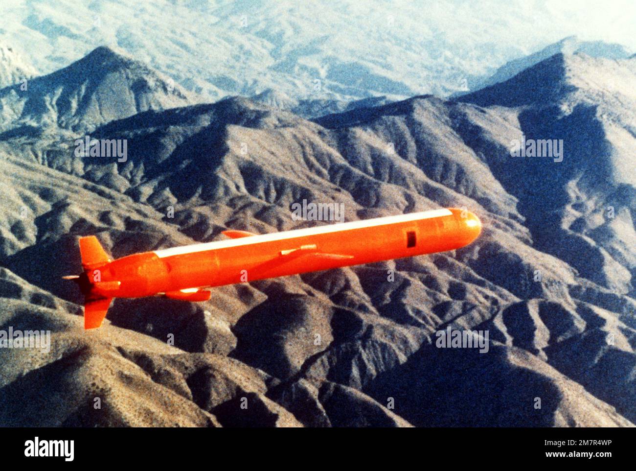 An air-to-air right side view of a Tomahawk Sea Launch Cruise Missile ...