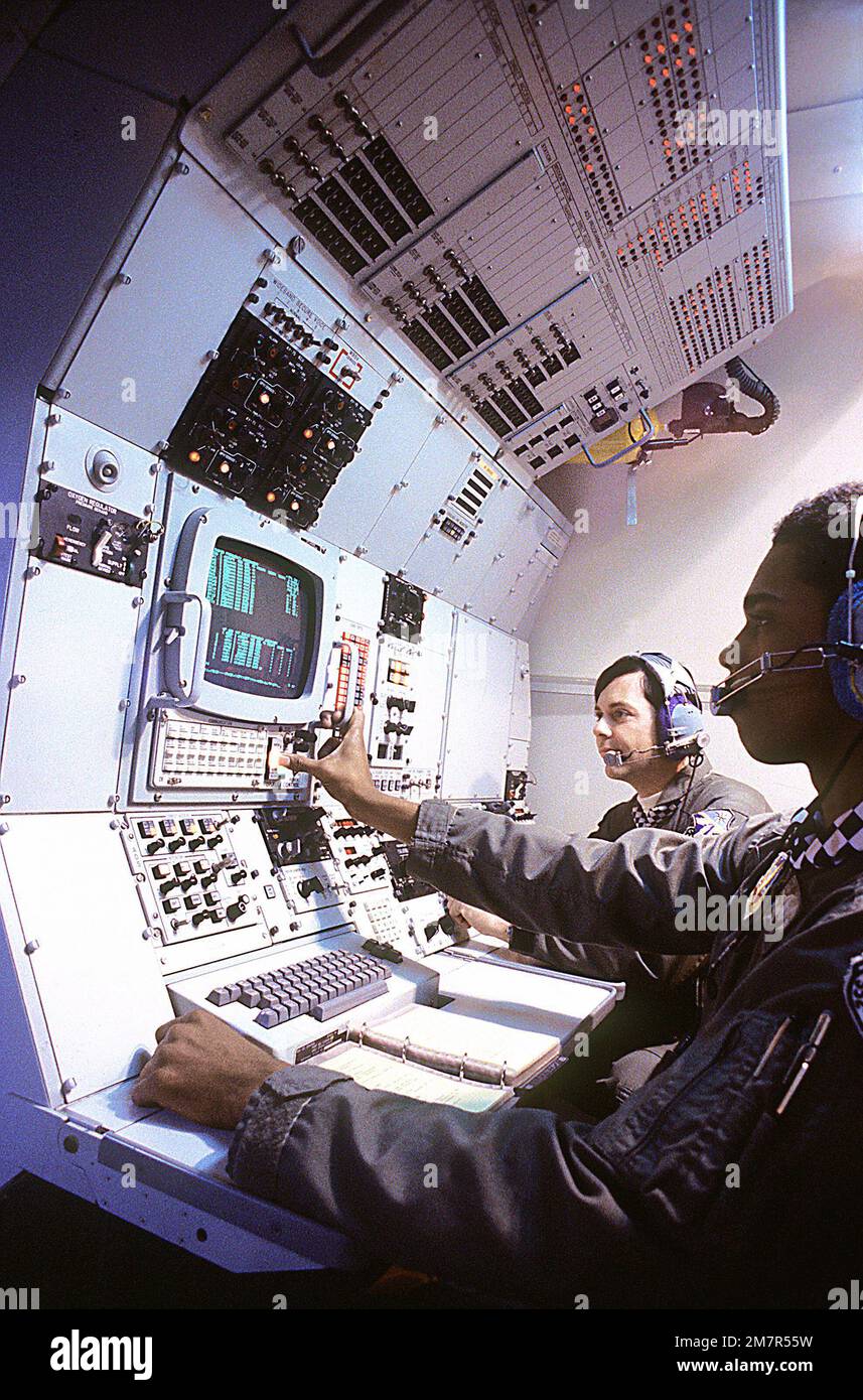E-3A airborne warning and control system aircraft crew members operate ...