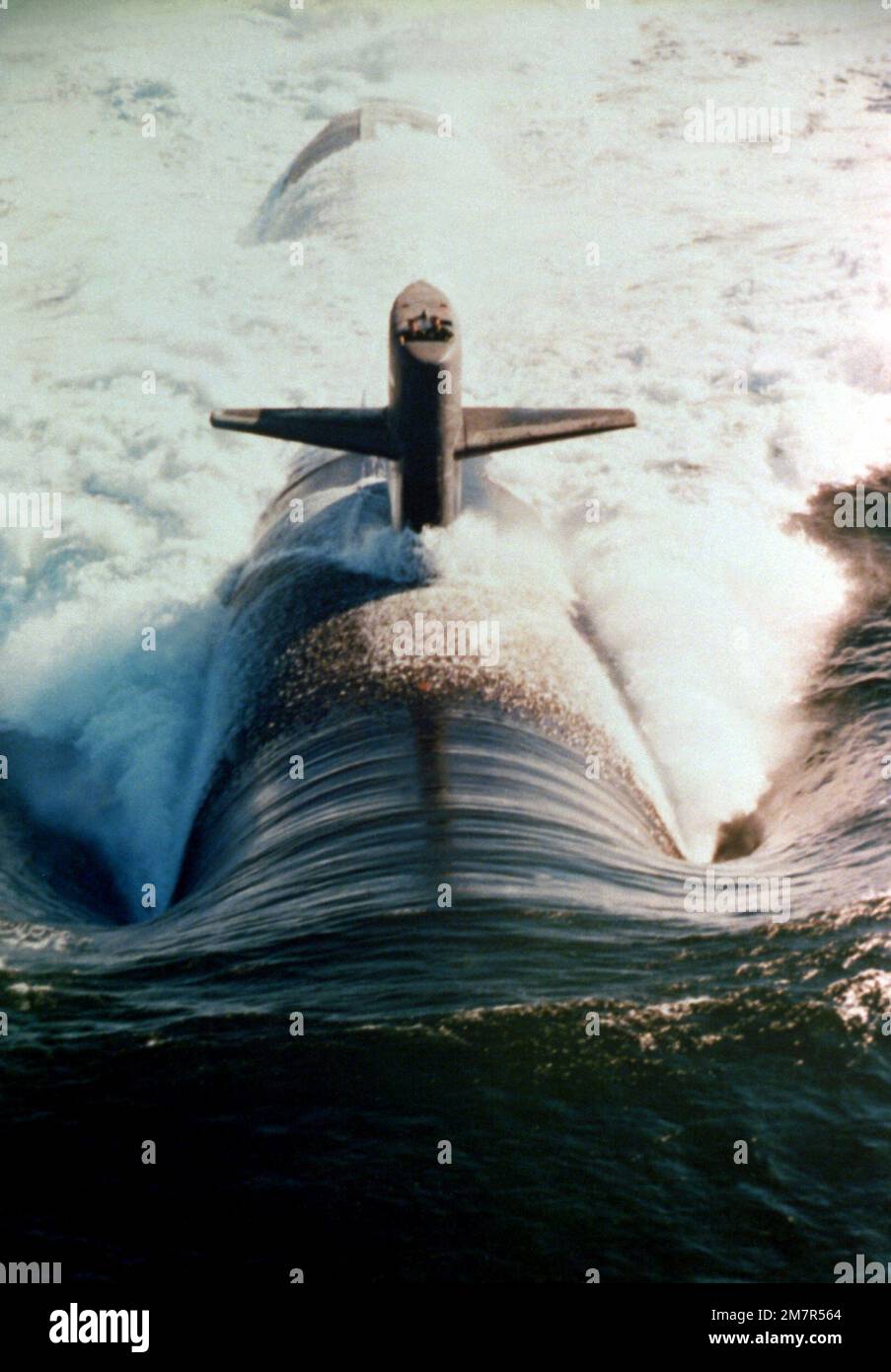 An aerial bow view of the nuclear-powered attack submarine USS ...