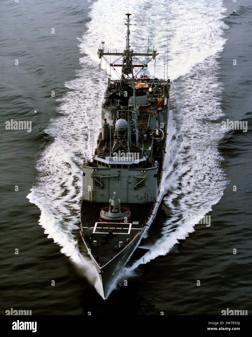 An aerial bow view of the Australian frigate CANBERRA (F-02) as Todd ...
