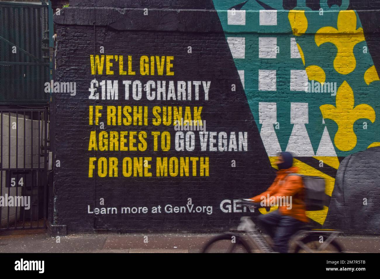 London, England, UK. 10th Jan, 2023. A huge mural in Shoreditch calls ...