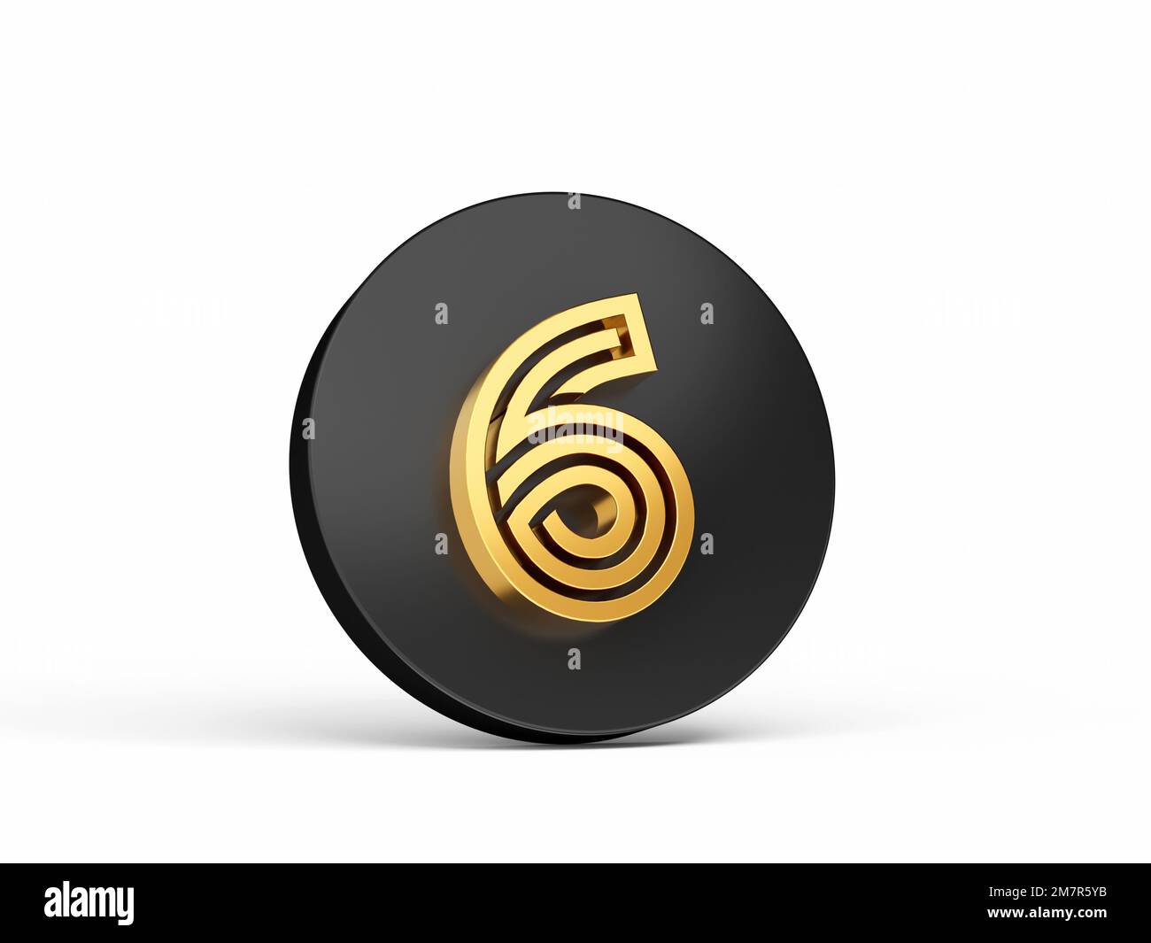 A Black And Golden Modern 3d Illustration Of The Letter Six On A White 1346
