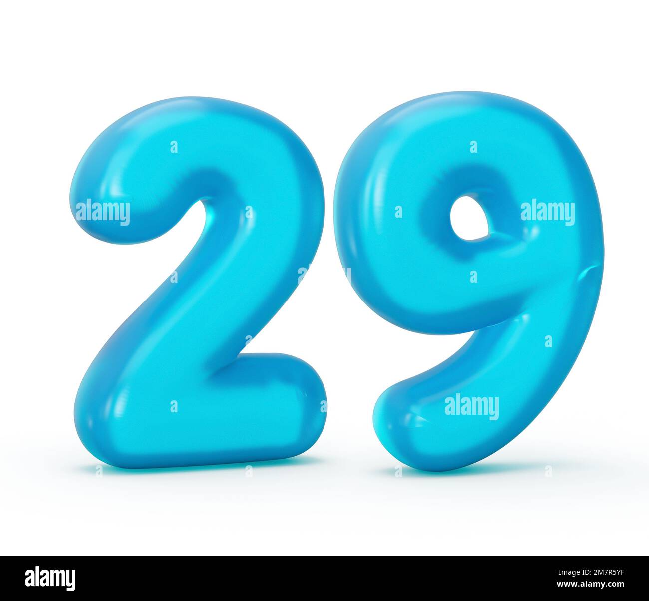 A blue modern 3D illustration of the letter twenty nine on a white ...