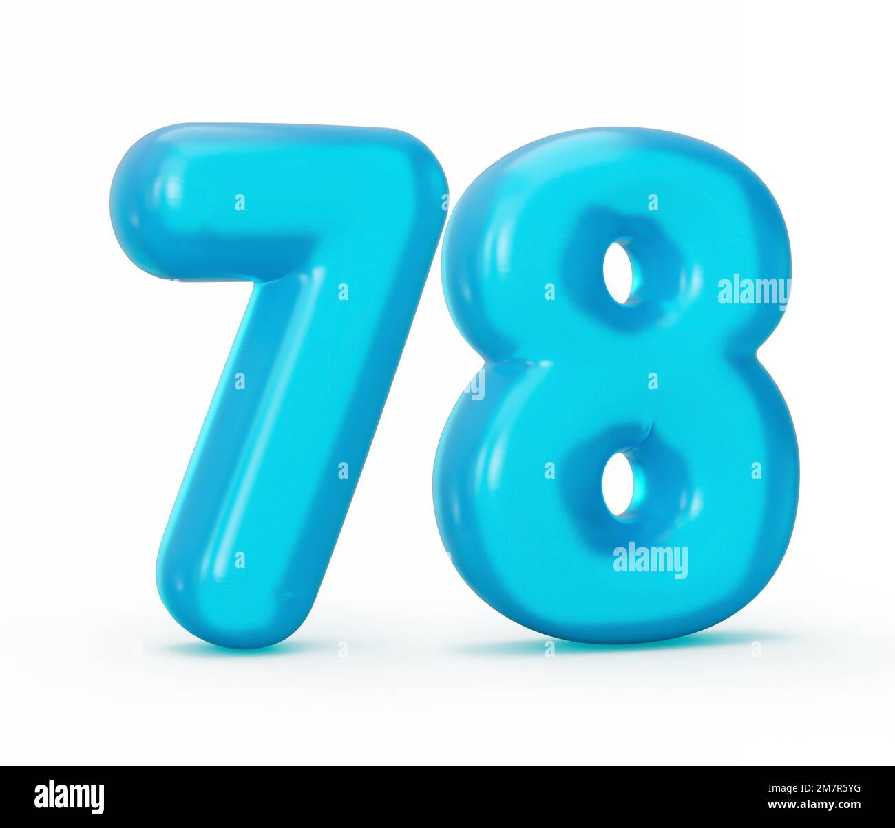 A blue modern 3D illustration of the letter seventy eight on a white ...