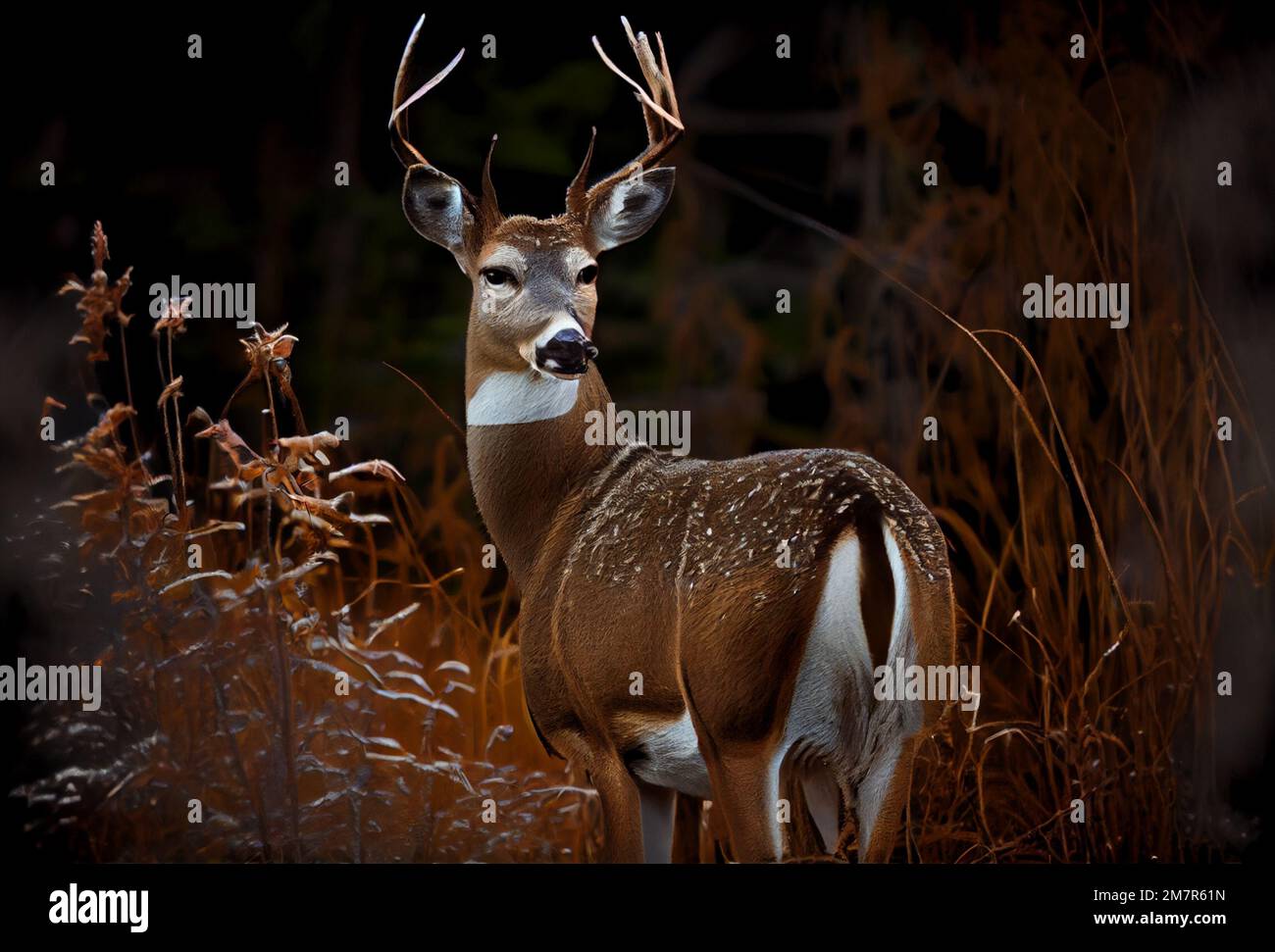The white-tailed deer looks at the camera Stock Photo - Alamy