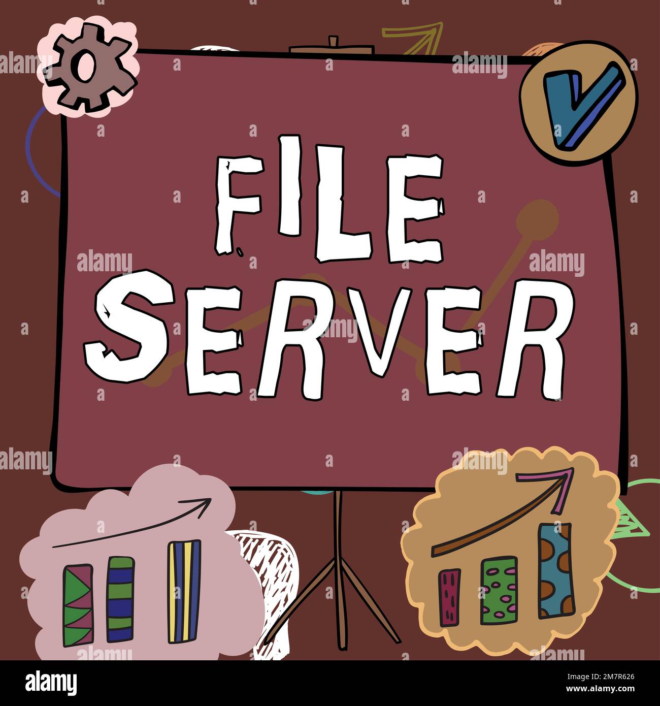 Conceptual caption File Server. Business concept device which controls ... Conceptual caption File Server. Business concept device which controls ...