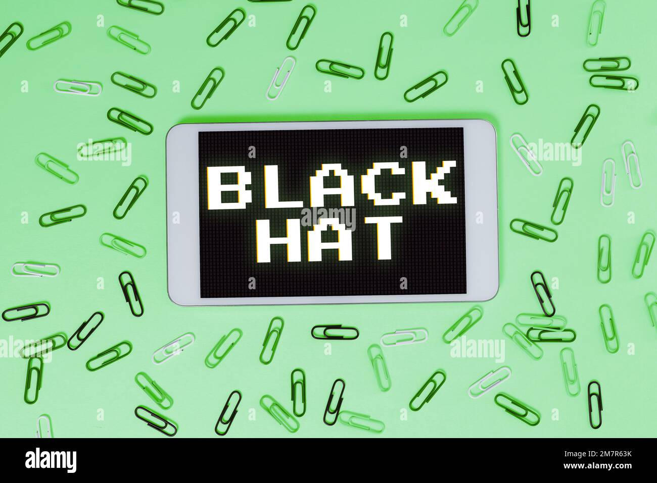Hand writing sign Black Hat. Business idea used in reference to a bad ...
