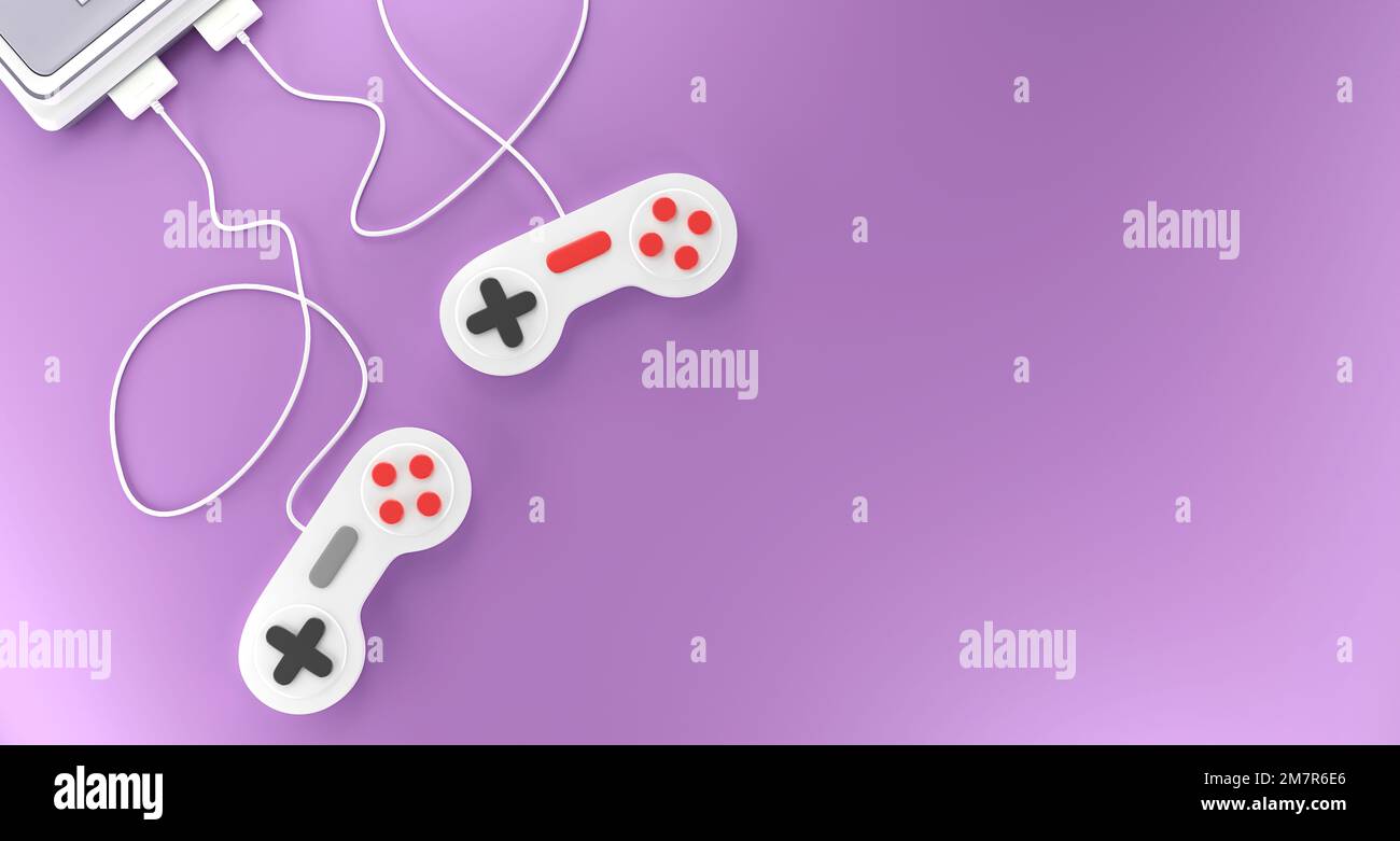 3d rendering retro gamepad, game console background. Gaming concept ...