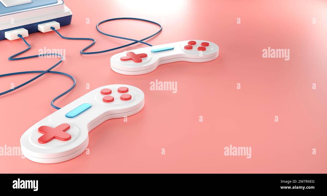 3d rendering retro gamepad, game console background. Gaming concept ...