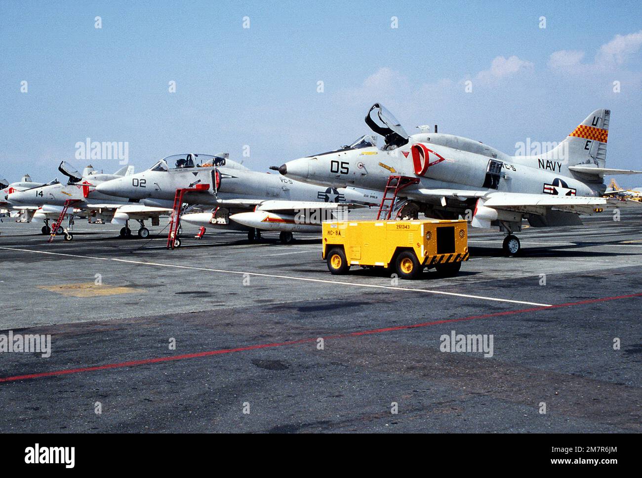 A view of Fleet Composite Squadron 5 (VC-5) A-4 Skyhawk aircraft parked ...