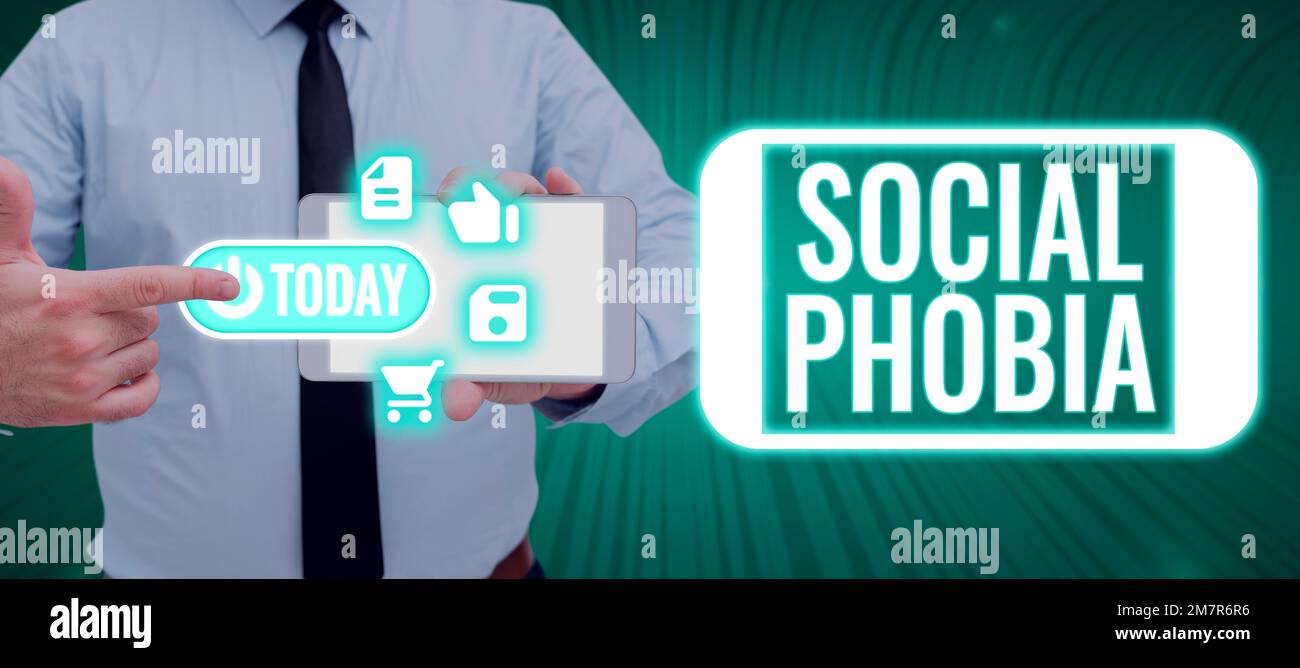 Conceptual display Social Phobia. Word for overwhelming fear of social ...