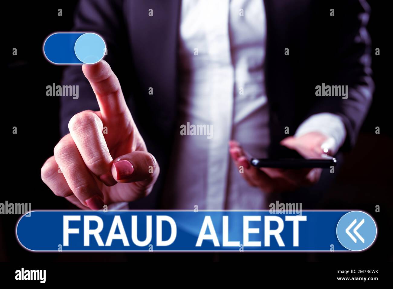 Text sign showing Fraud Alert. Word for security alert placed on credit ...