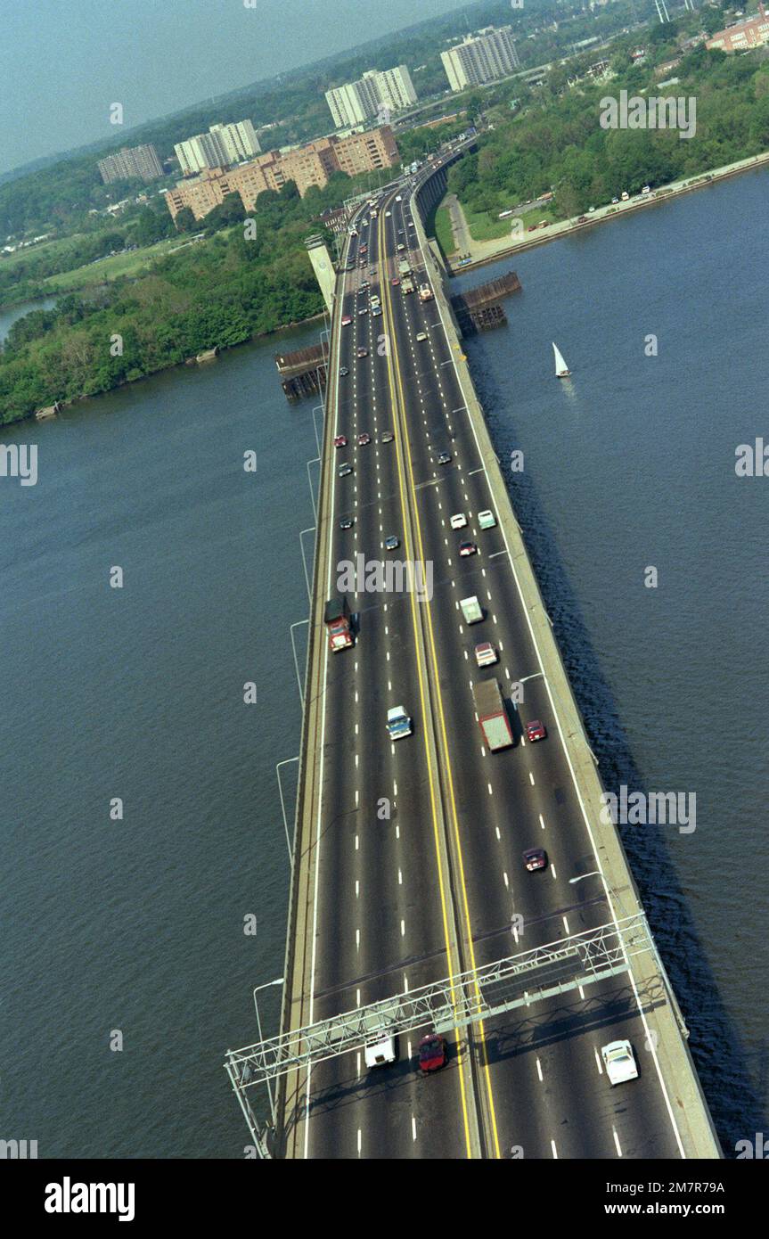 An aerial view of the Woodrow Wilson Bridge. Base: Washington State ...