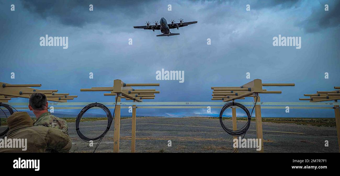 A U.S. Air Force C-130 aircraft from the 192nd Airlift Squadron, Nevada ...