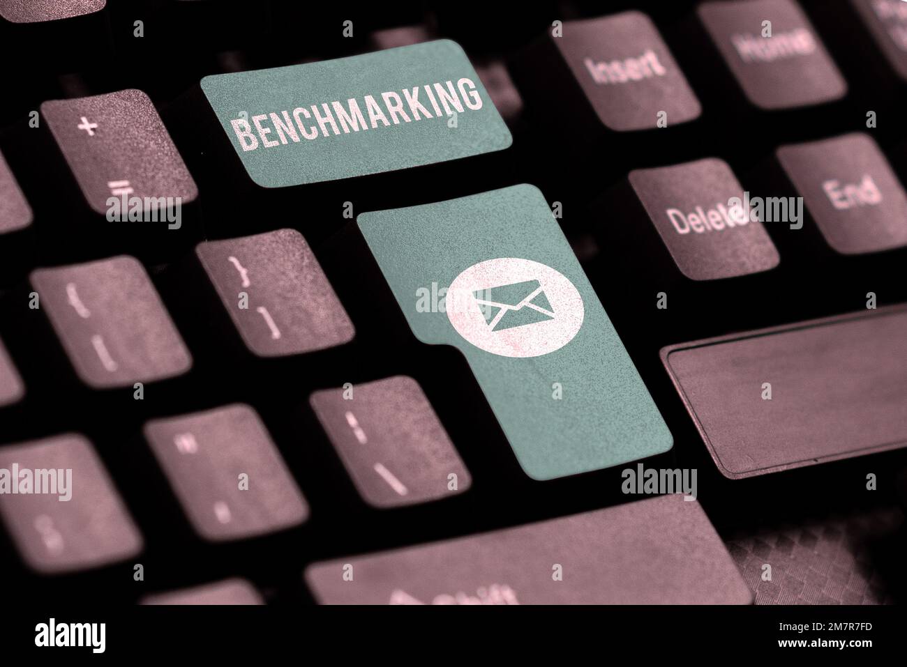 Text caption presenting Benchmarking. Business concept Evaluate ...