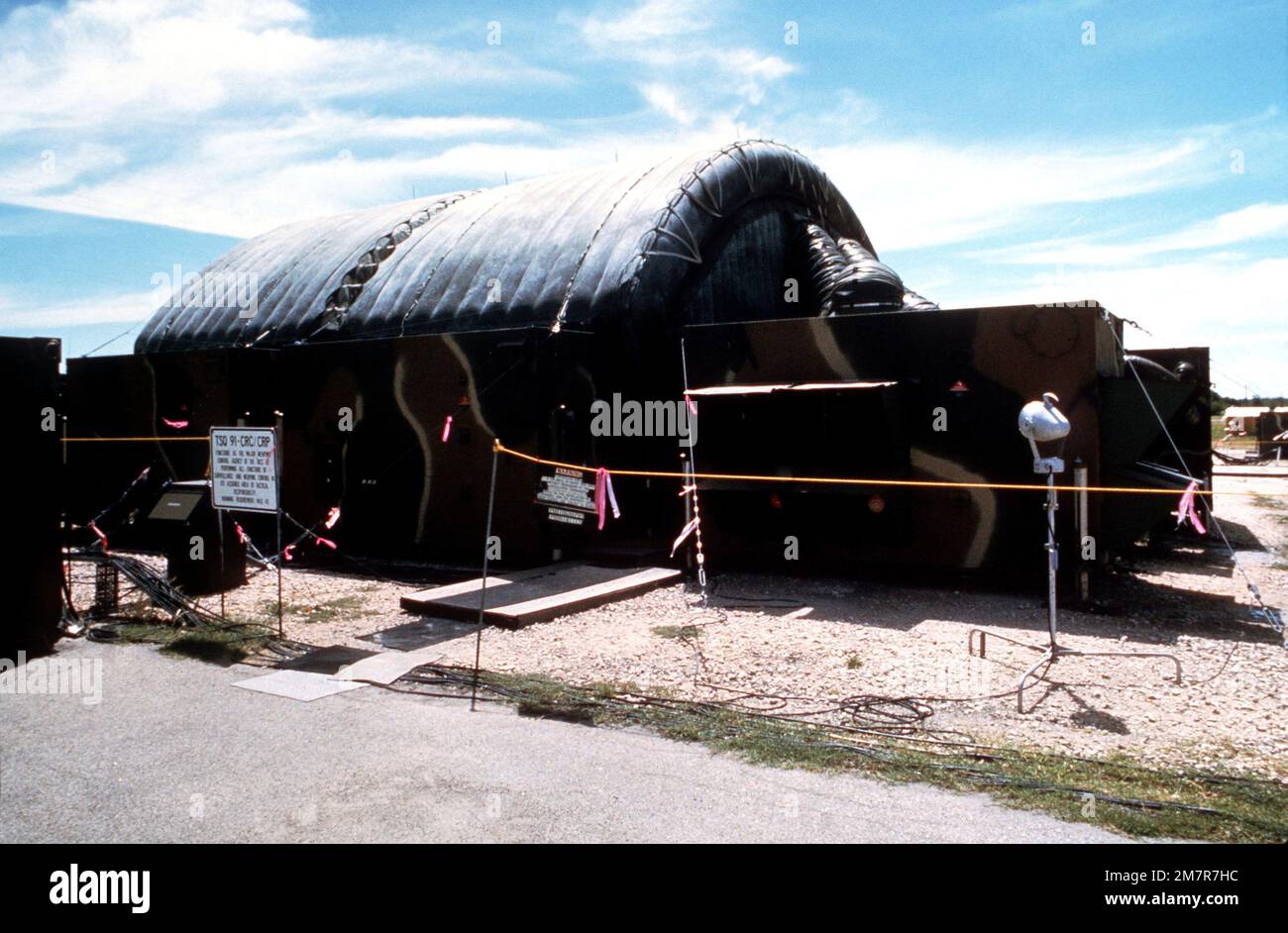 Exterior view of an inflatable tent of the tactical air control systems ...