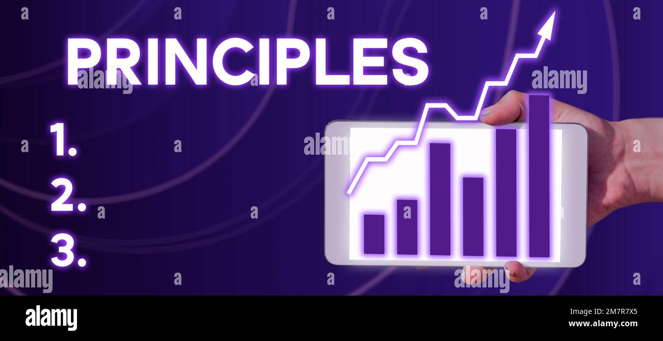 Sign displaying Principles. Business idea fundamental truth that serves ...