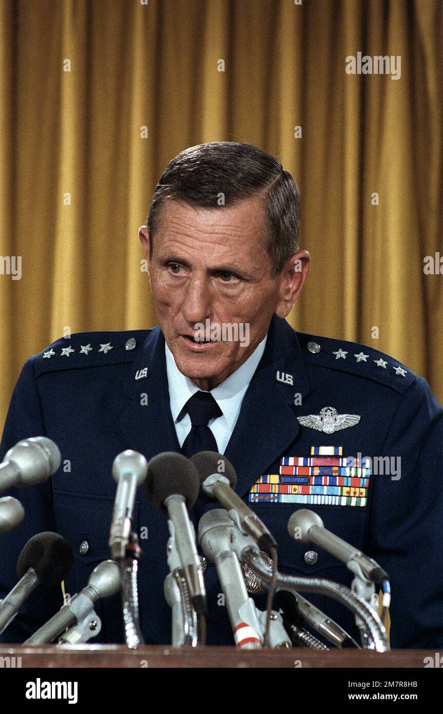 GEN Bennie L. Davis, commander, Air Training Command, conducts a press ...