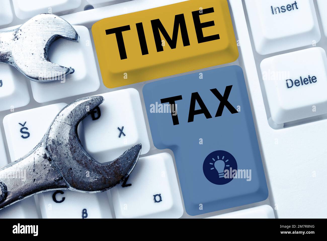 Text showing inspiration Time Tax. Word for when individual taxpayers prepare their financial ...