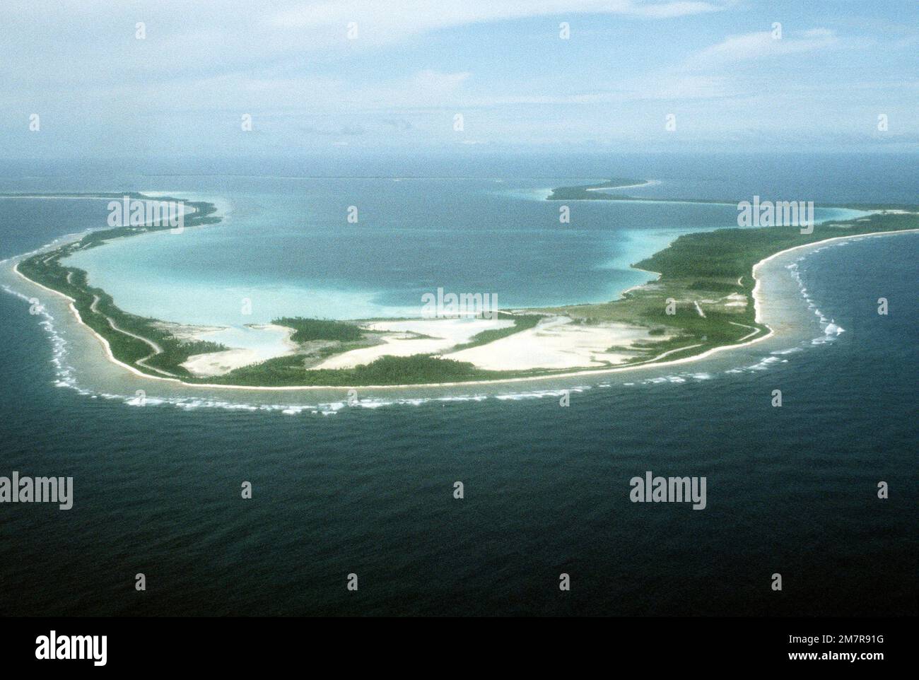 An aerial view of the island, which is being used as home base by the ...