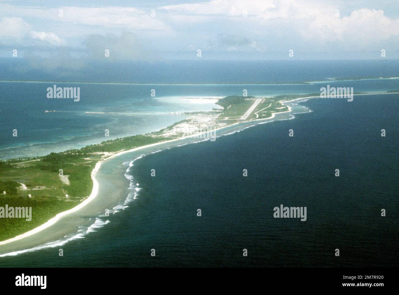 An aerial view of the island, which is being used as home base by the ...