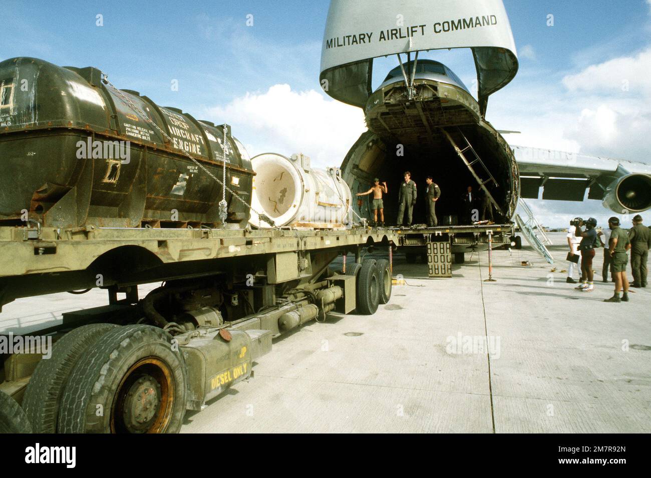 Cargo is being loaded on board a C-5 Galaxy aircraft during Airlift ...