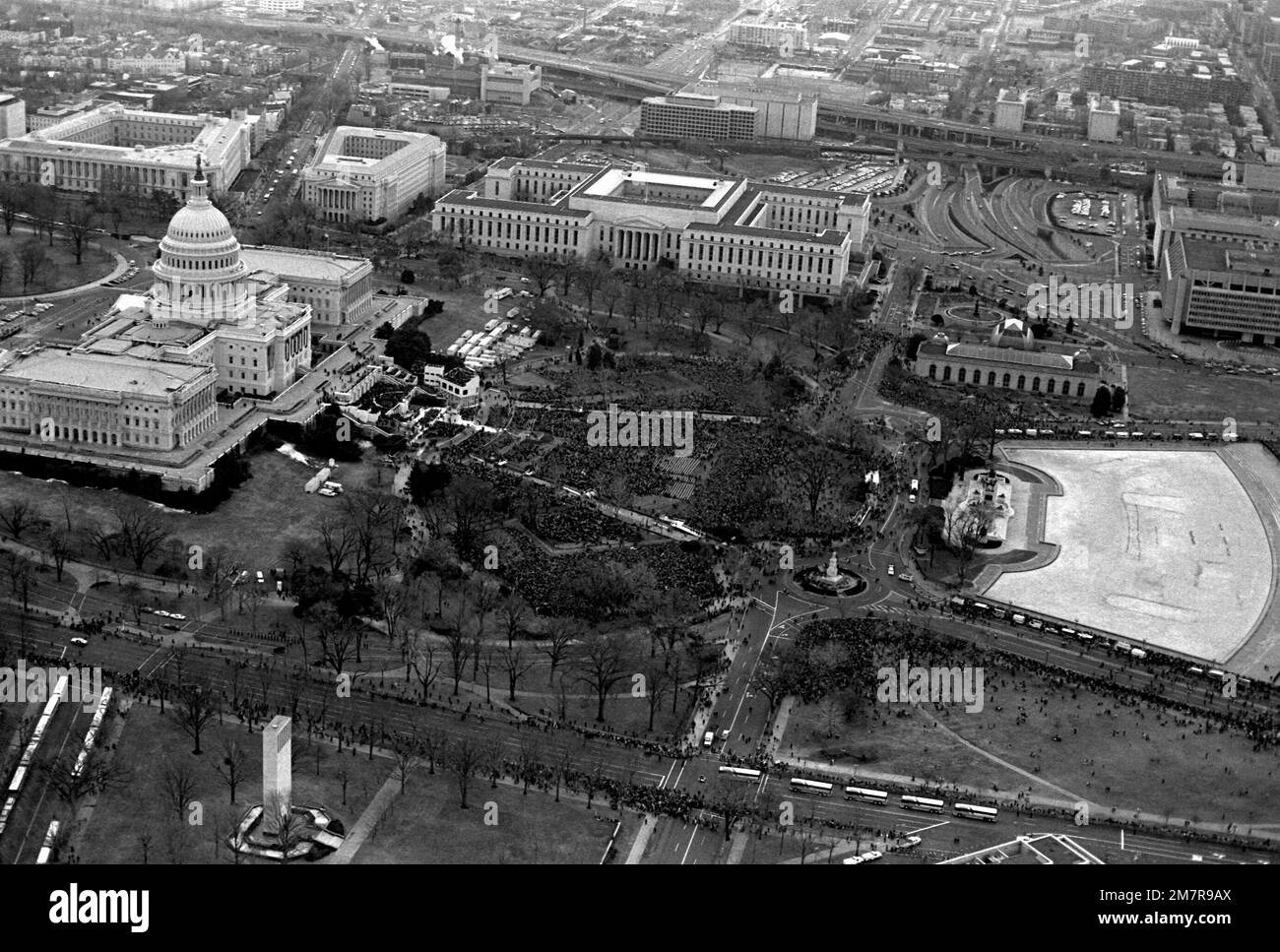 An aerial view of the US Capitol Building during the Inauguration of ...