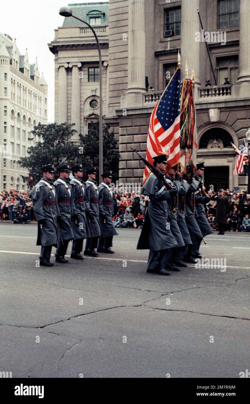 The U. S. Military Academy Cadet Color Guard marches down Pennsylvania ...