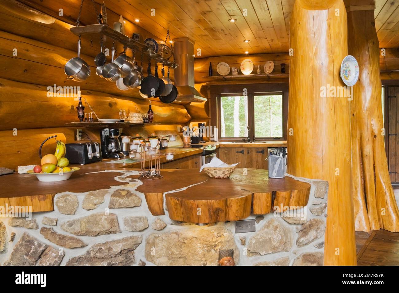 Handcrafted Log Home Kitchens