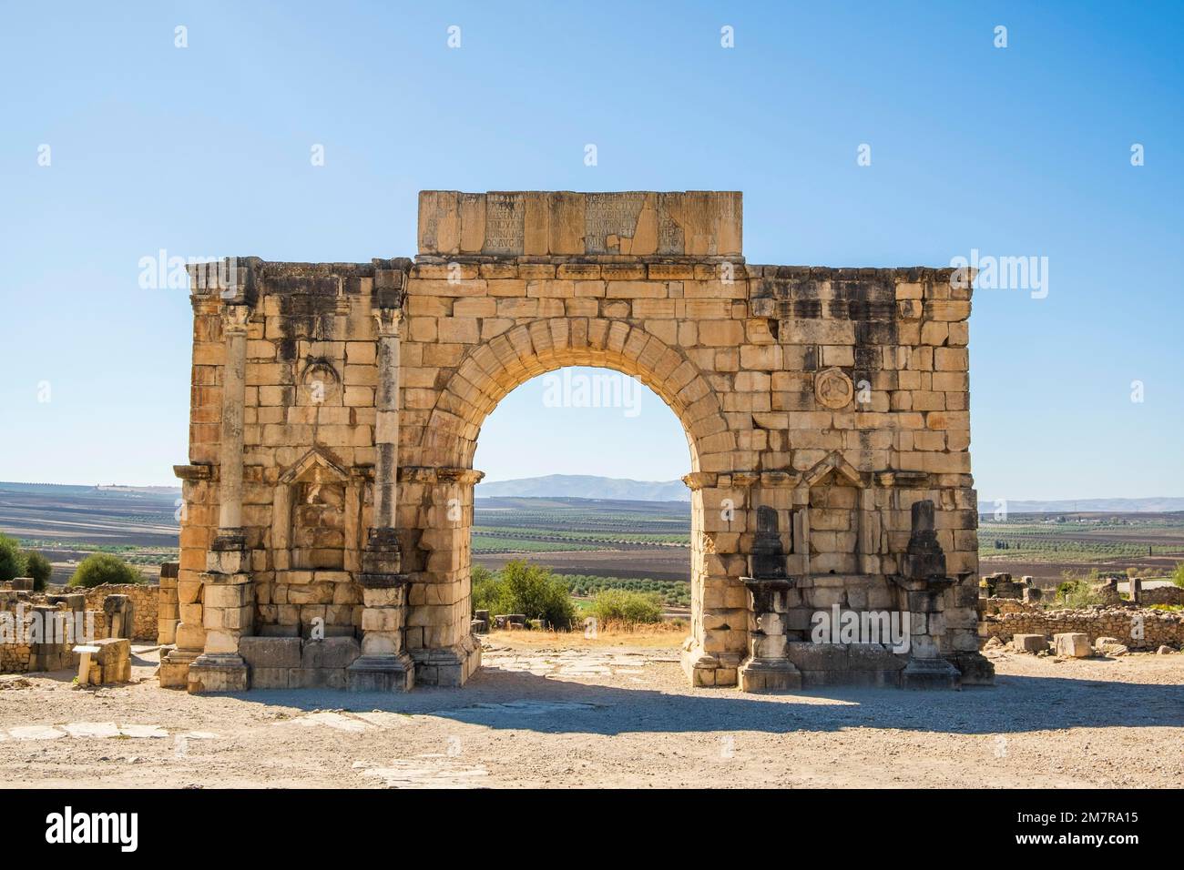 Well-preserved roman ruins in Volubilis, Fez Meknes area, Morocco ...