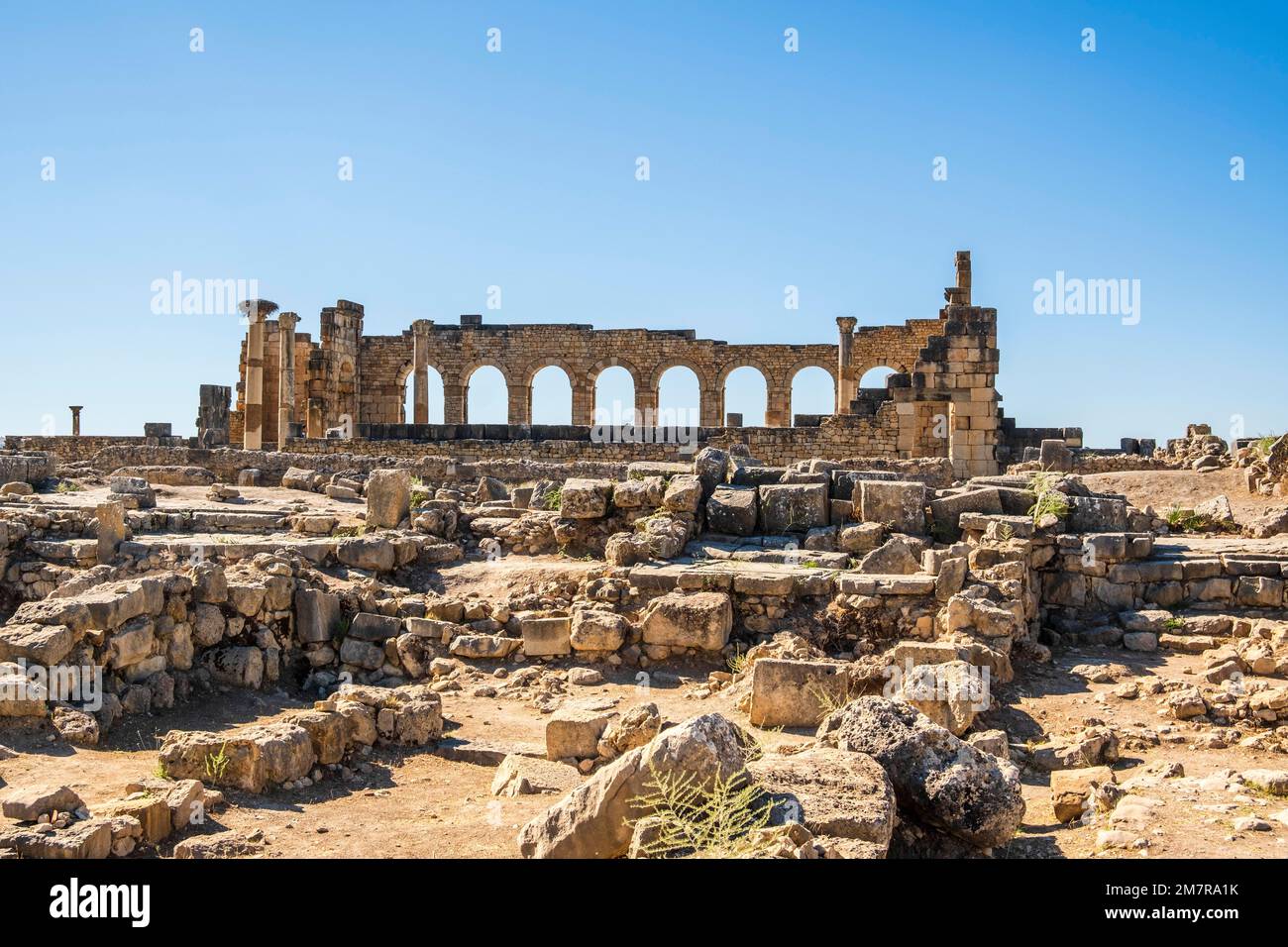 Well-preserved roman ruins in Volubilis, Fez Meknes area, Morocco ...