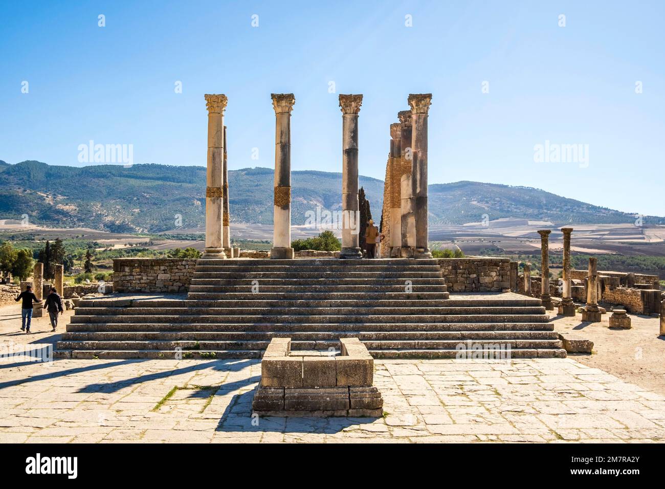 Well-preserved roman ruins in Volubilis, Fez Meknes area, Morocco ...