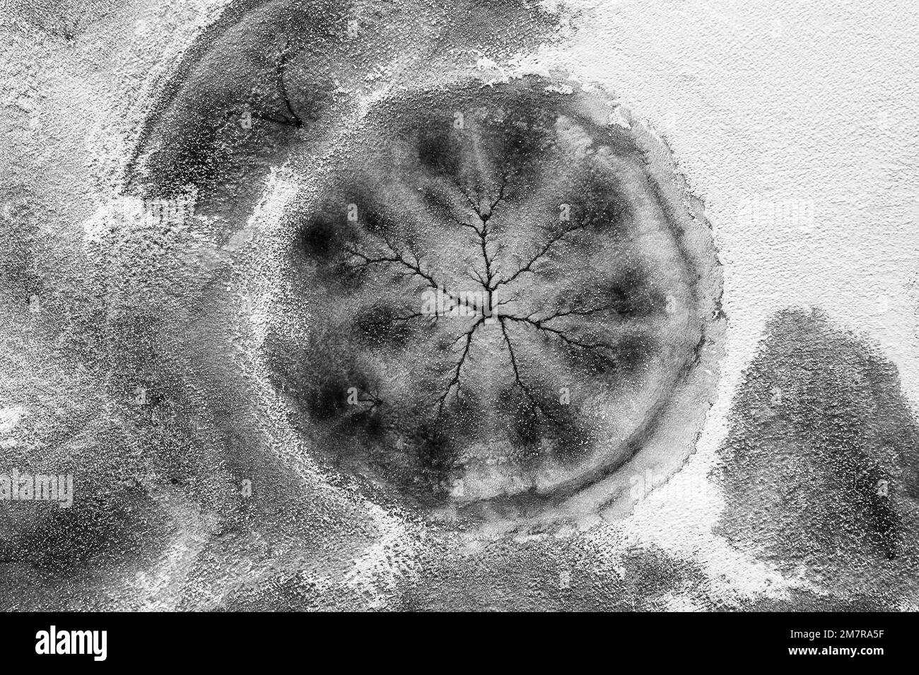 Drone view. Abstract forms created on surface of freezing lake Stock ...