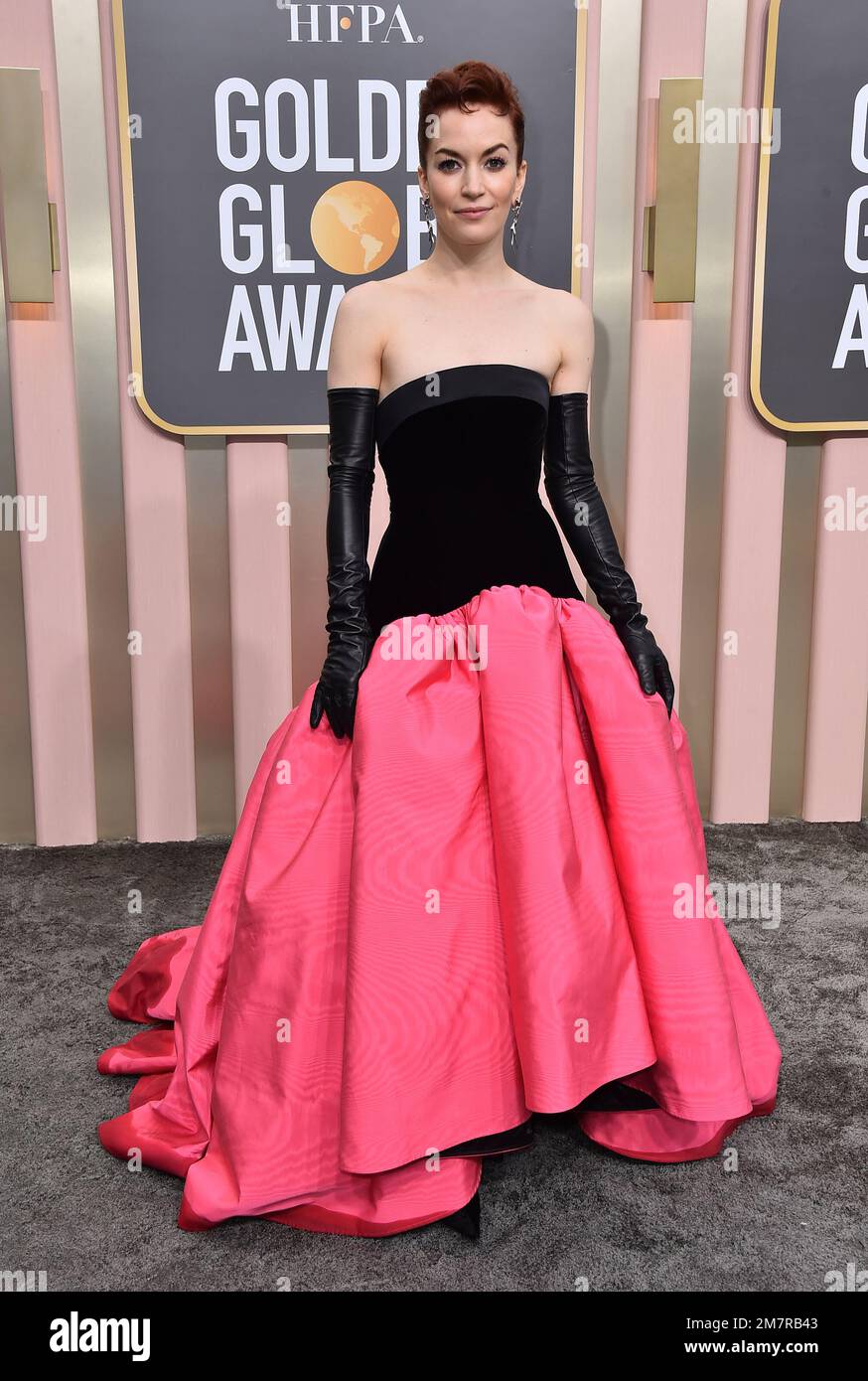 Britt Lower arrives at the 80th annual Golden Globe Awards at the ...