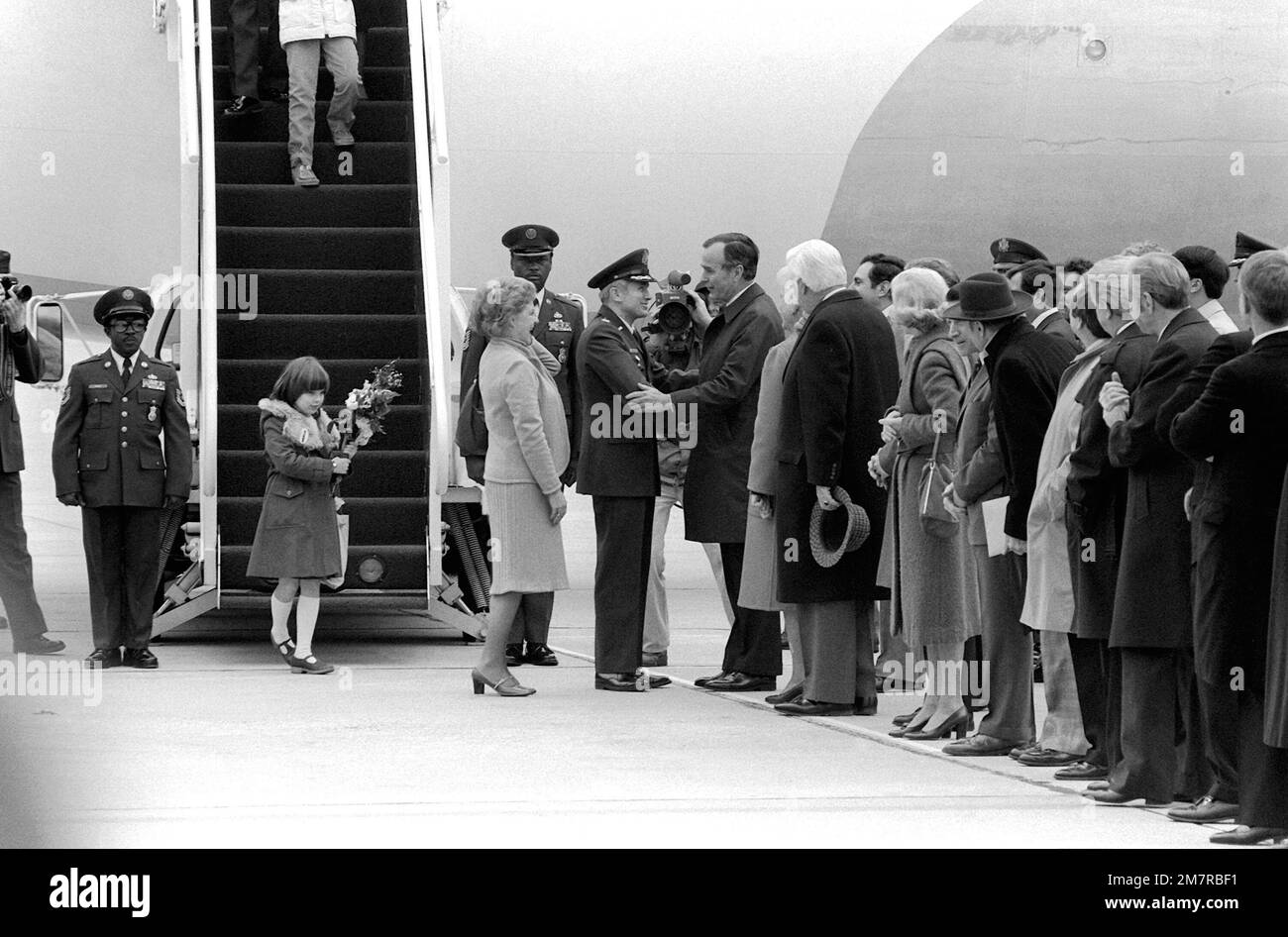 Vice President George Bush welcomes COL Thomas E. Schaefer home after ...