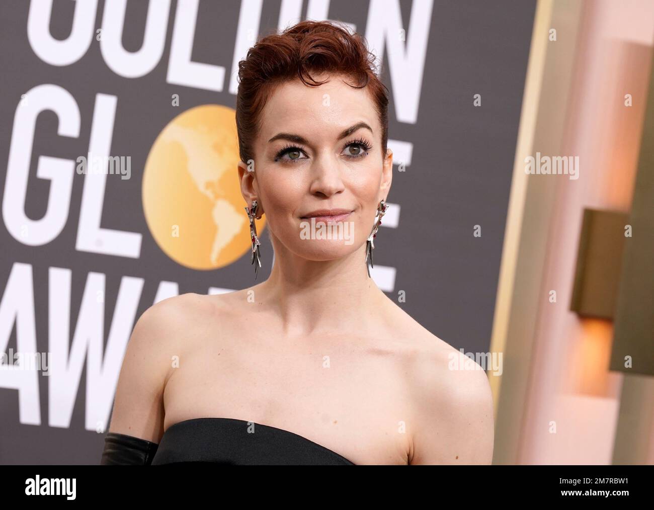 Britt Lower arrives at the 80th annual Golden Globe Awards at the ...