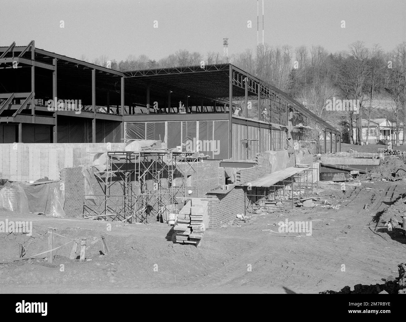 An exterior view of the new computer center under construction at the ...