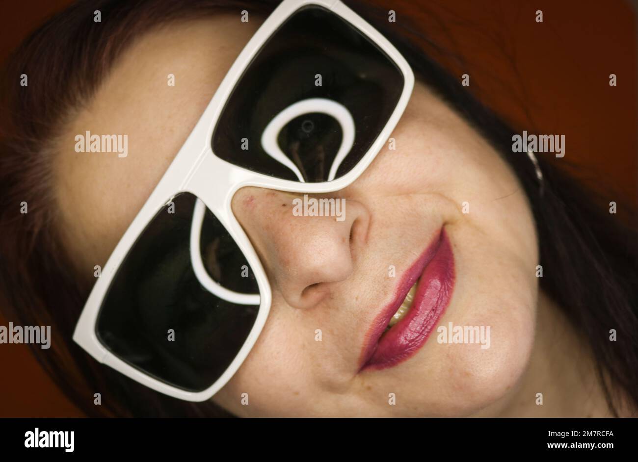 Woman with glasses Stock Photo - Alamy